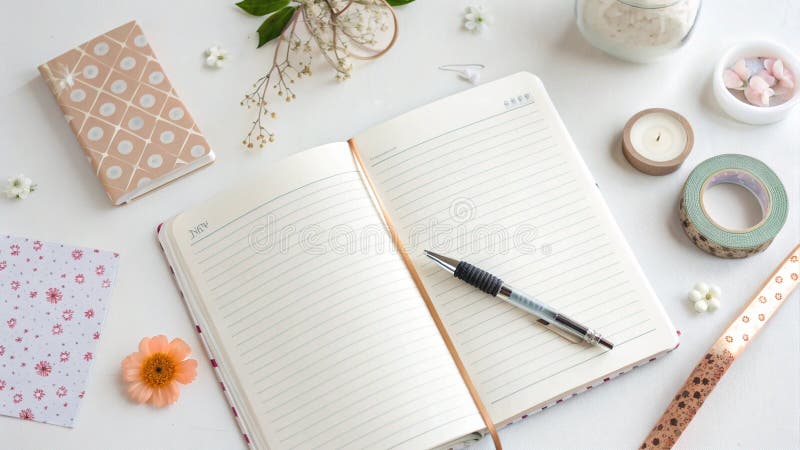 Bullet Journal Workspace with Stationery and Minimal Decor. Generative ...