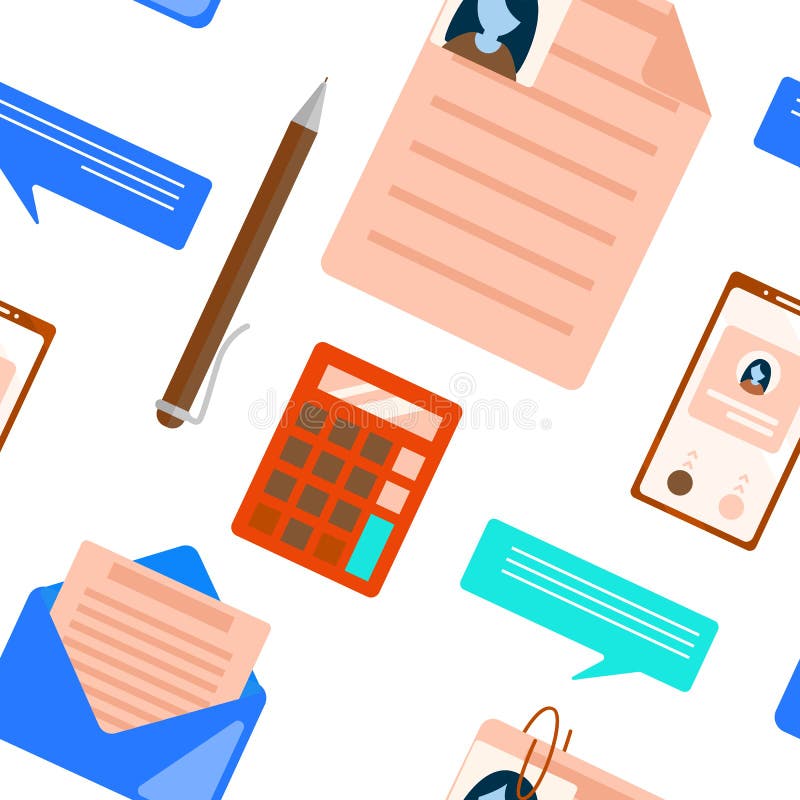 Flat Lay Business Seamless Pattern Vector Illustration Stock ...