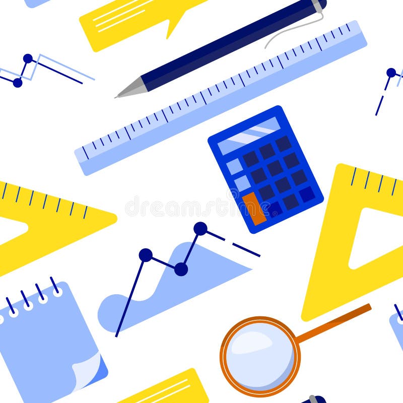 Flat Lay Business Seamless Pattern Vector Illustration Stock ...