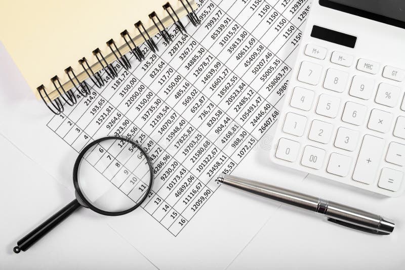 Flat Lay of Calculator and Documents for Accounting Report of Cash Flow ...