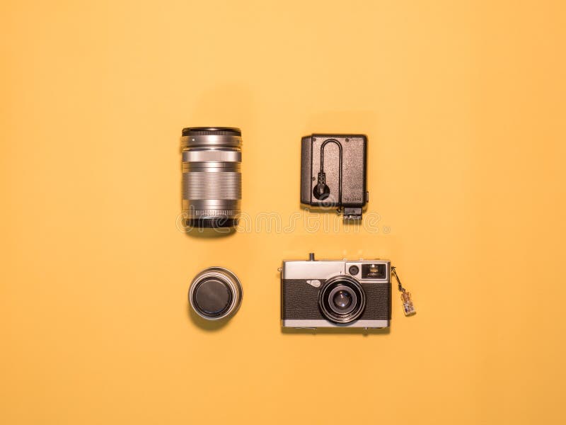 Flat Lay Camera 1 stock photo. Image of design, white - 98661960