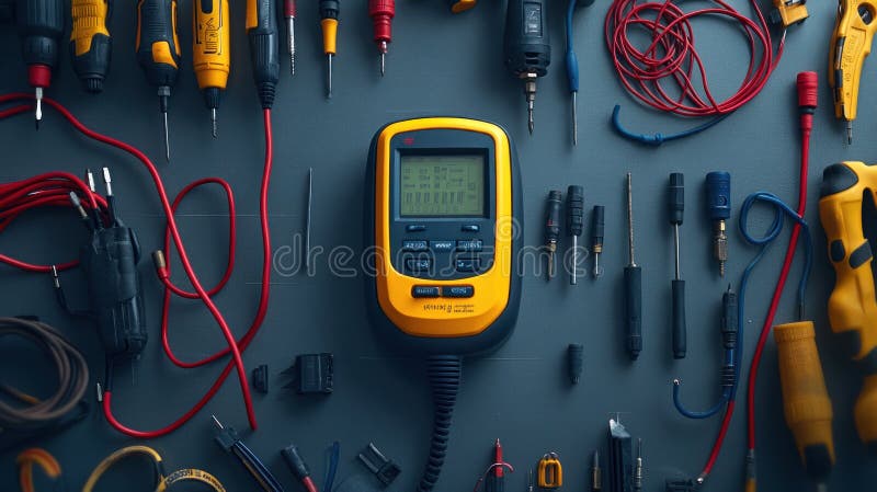 Flat Lay of Car Diagnostic Equipment with Complicated Components on a ...