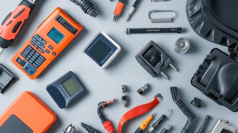 Display of Complex Car Diagnostic Equipment on Gray Background. Stock ...