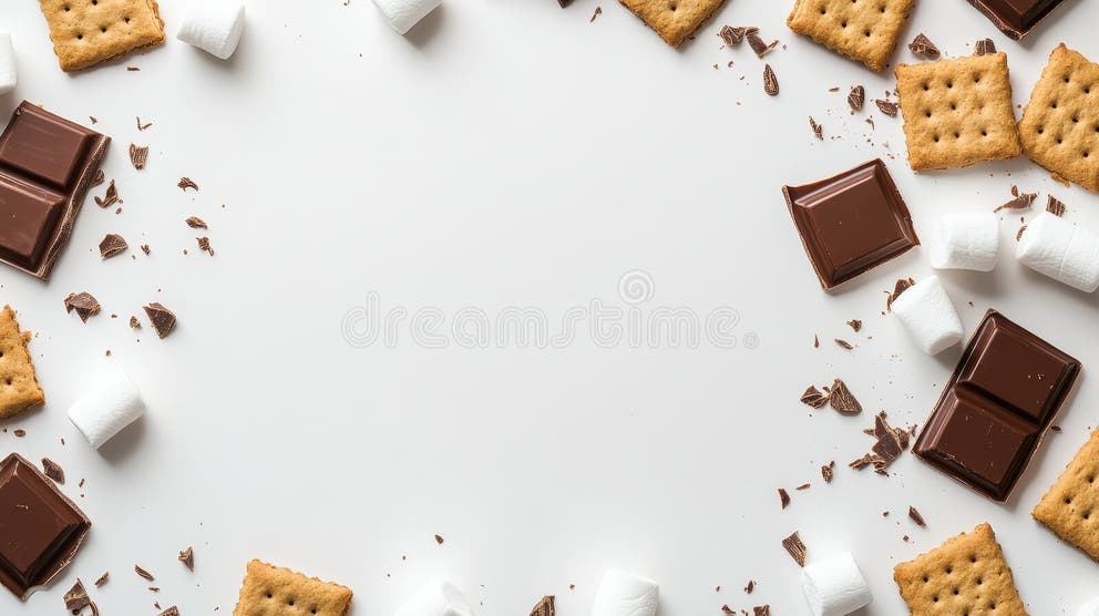 A Flat Lay of Chocolate, Graham Crackers, and Marshmallows for Making S ...