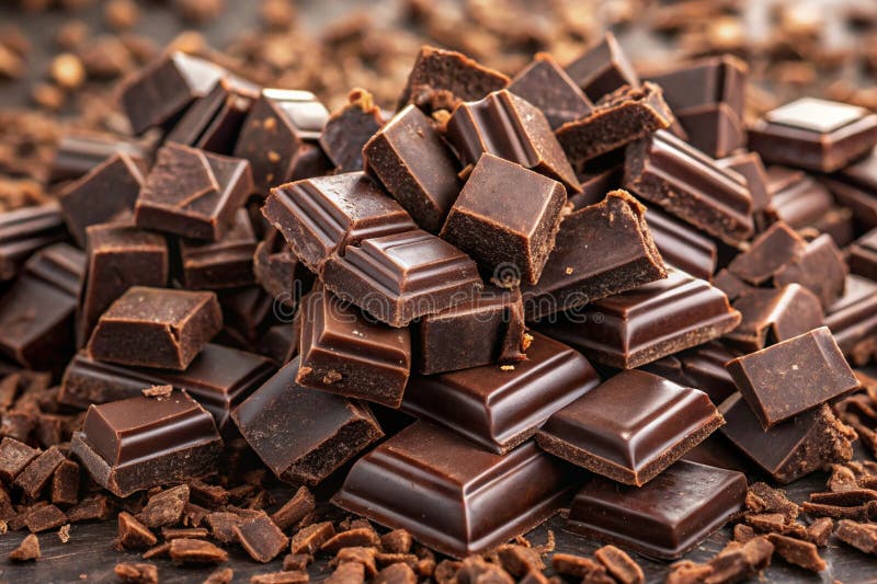 Flat Lay of Chopped Dark Chocolate Stock Illustration - Illustration of ...