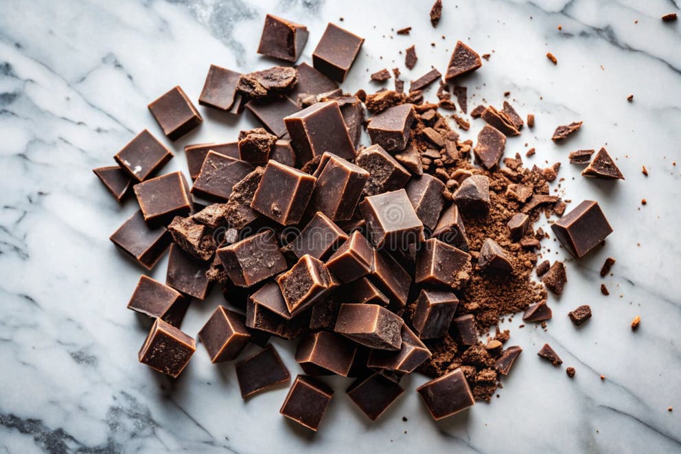 Flat Lay of Chopped Dark Chocolate Stock Illustration - Illustration of ...