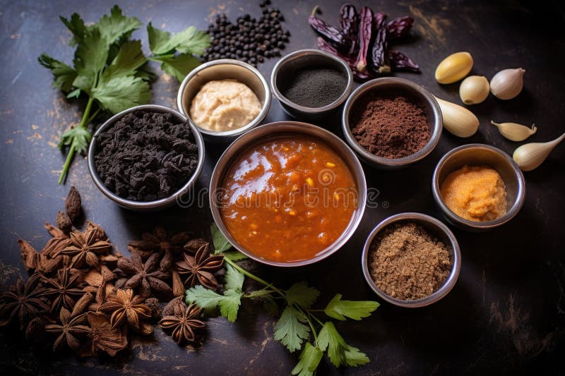Flat Lay of Chutney-making Process with Ingredients Stock Image - Image ...