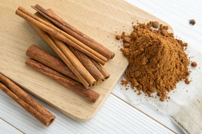 A Flat Lay of Cinnamon Sticks and Powder Stock Illustration ...
