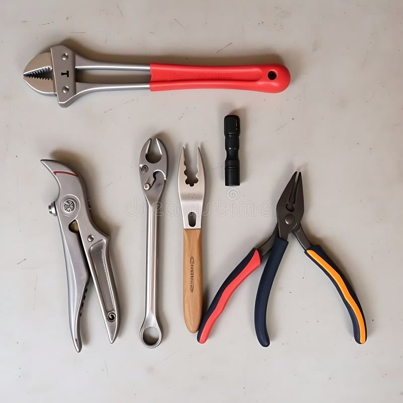 A Flat Lay of a Clean Organized Set of Hand Tools Including a Pipe ...