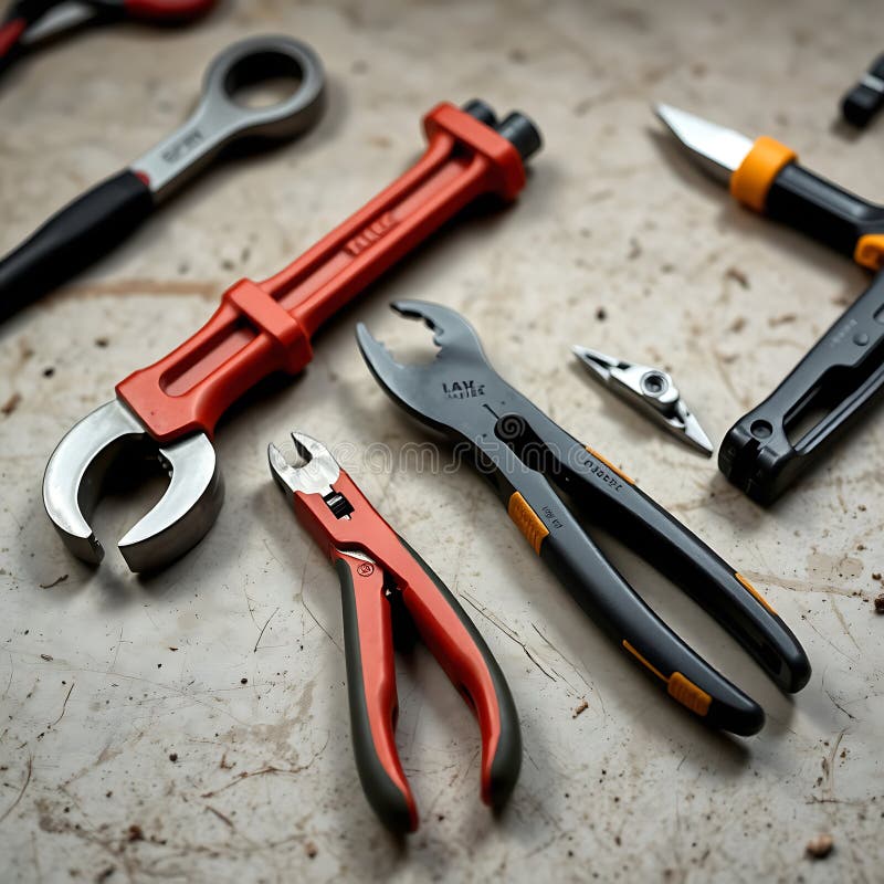 A Flat Lay of a Clean Organized Set of Hand Tools Including a Pipe ...