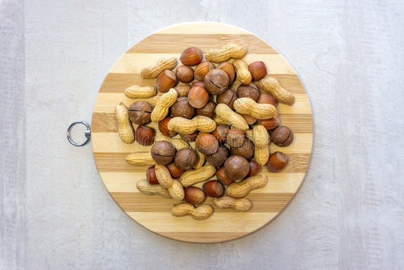 Flat Lay, Close-up of Assorted Nuts: Hazelnuts, Peanuts, Brazil Nuts ...
