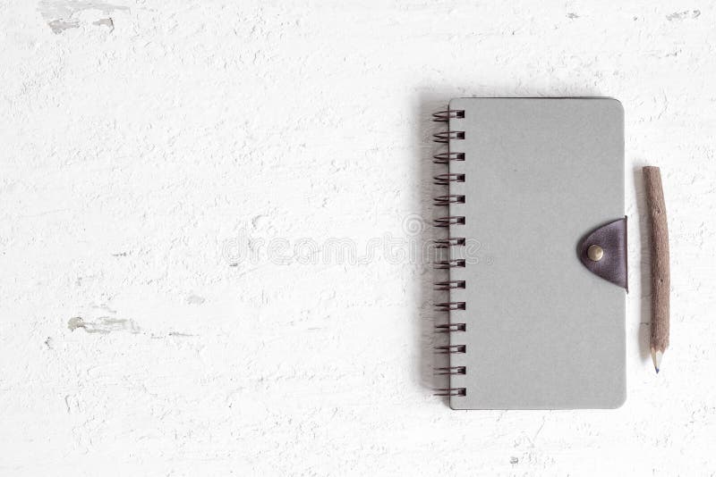 Flat Lay of Closed Notebook with Blank Cover on the Rusty White Stock ...