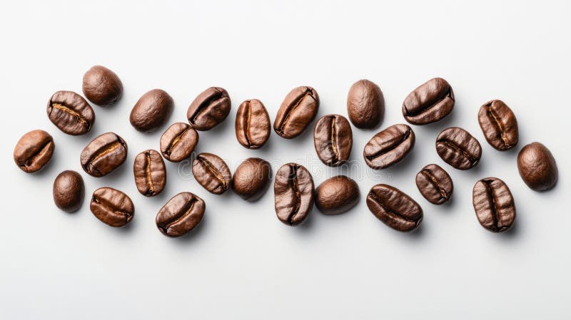 Flat Lay of Coffee Beans on Light Background Stock Illustration ...