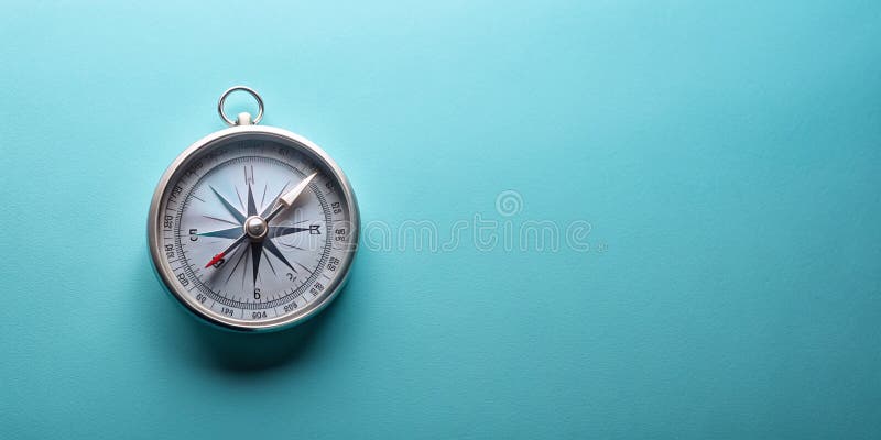 Flat Lay of Compass on Light Blue Background AI-Generated Content Stock ...