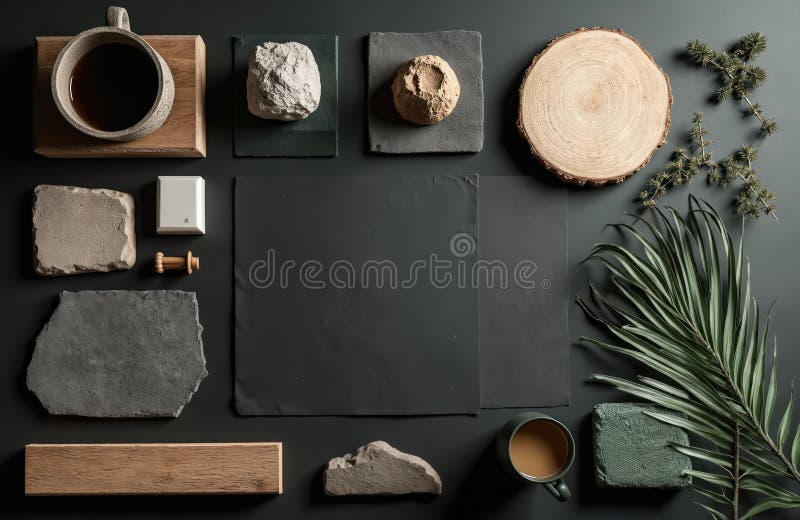 Flat Lay Composition of Architect Moodboard. Building Material Samples ...