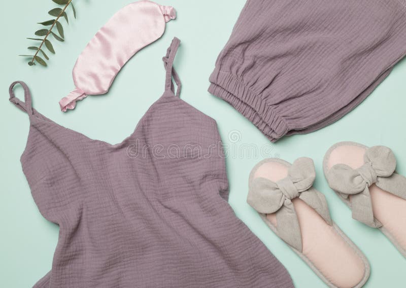 Flat Lay Composition with Beautiful Pajamas on Color Background, Top ...