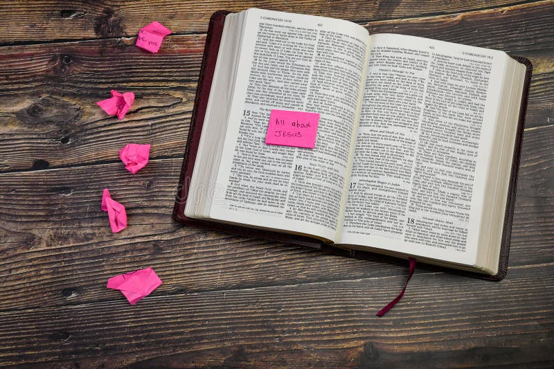 Flat Lay Composition of a Bible that Has a Sticky Note in it with ALL ...