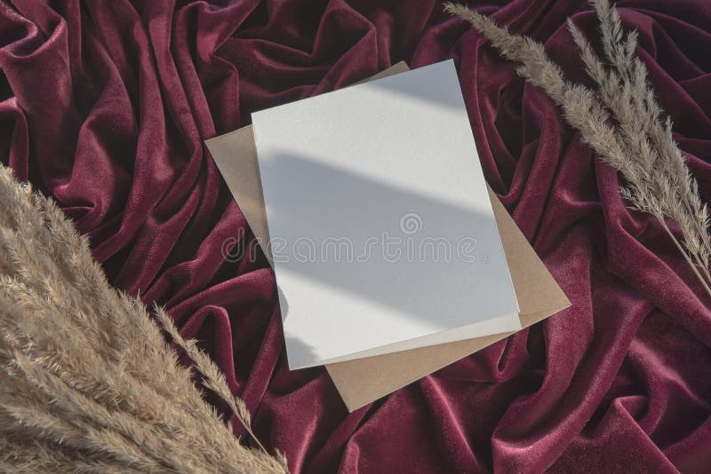 Flat Lay Composition with Blank White Paper on Brown Envelope. Stock ...