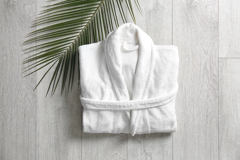 Flat Lay Composition Clean Folded Bathrobe Background Stock Photos ...