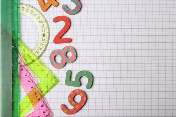 Flat Lay Composition with Colorful Numbers on Sheet of Grid Paper ...