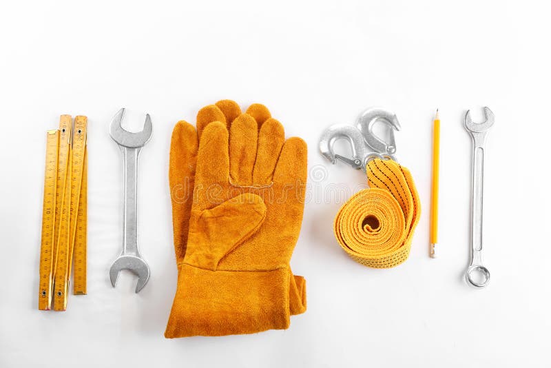 Flat Lay Composition with Construction Tools and Safety Equipment Stock ...