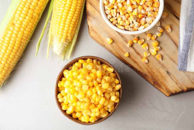 Flat Lay Composition with Corn Kernels Stock Image - Image of farming ...
