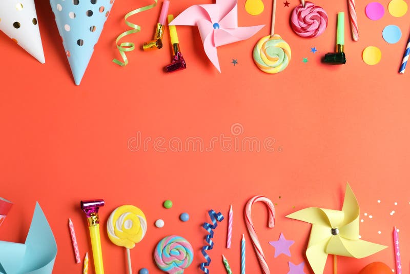 Set of Different Birthday Items on Background Stock Image - Image of ...