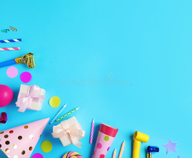 Set of Different Birthday Items on Background Stock Image - Image of ...