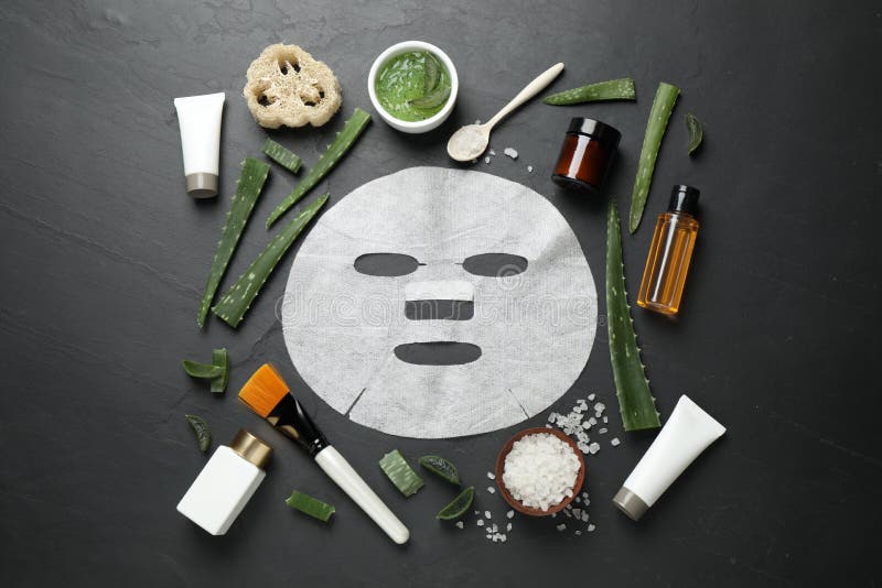 Flat Lay Composition with Different Cosmetic Products and Aloe on Table ...
