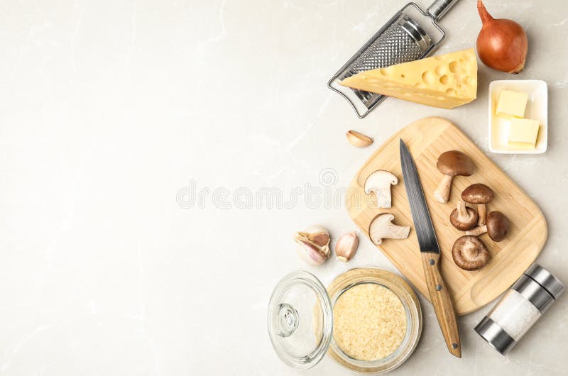 Flat Lay Composition with Different Ingredients on Table, Space for ...