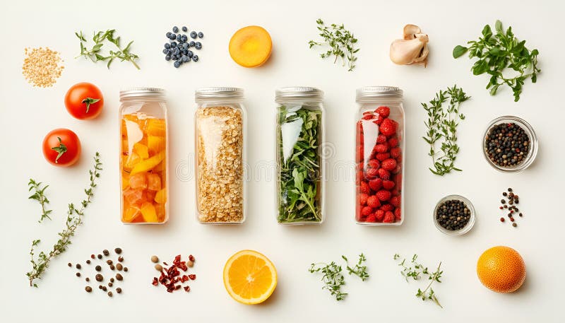 Flat Lay Composition with Eco Friendly Food Packagings on White ...