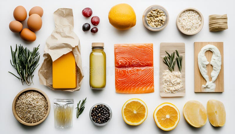 Flat Lay Composition with Eco Friendly Food Packagings on White ...