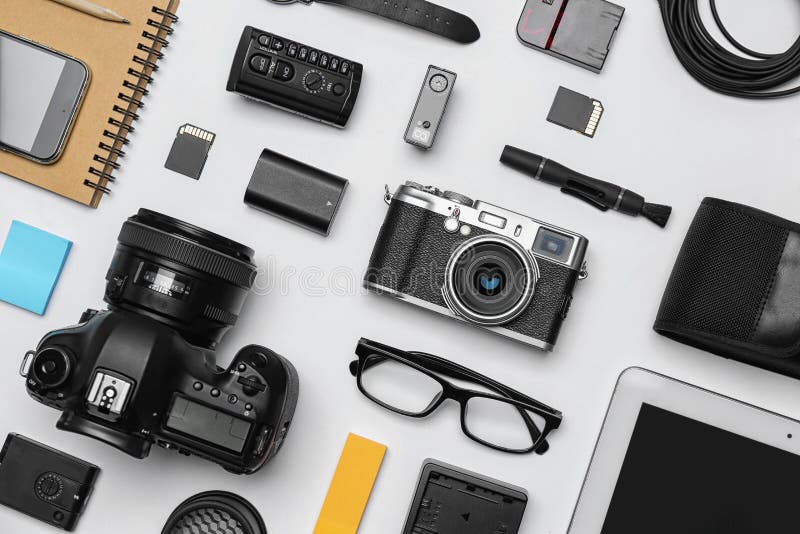Flat Lay Composition with Equipment Stock Image - Image of professional ...