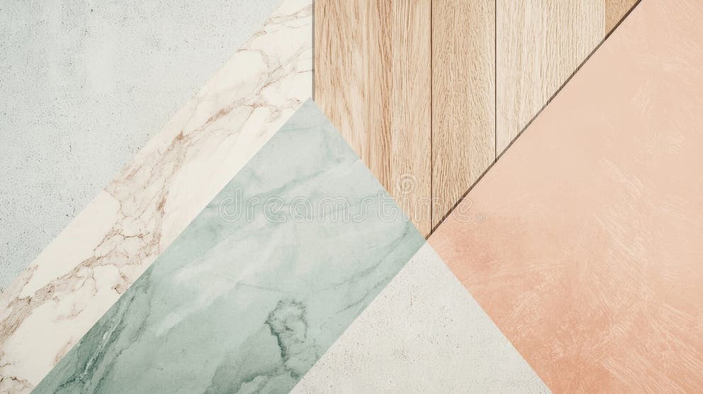 Flat Lay Composition Featuring Marble, Wood, and Concrete Textures ...
