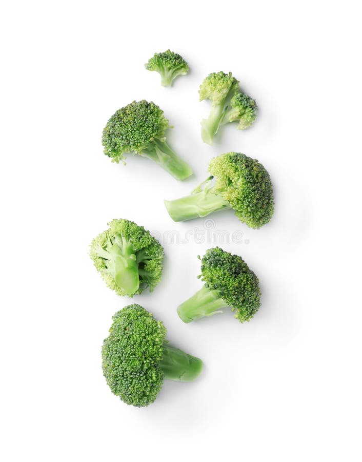 Composition with Fresh Green Broccoli on Light Background Top View ...