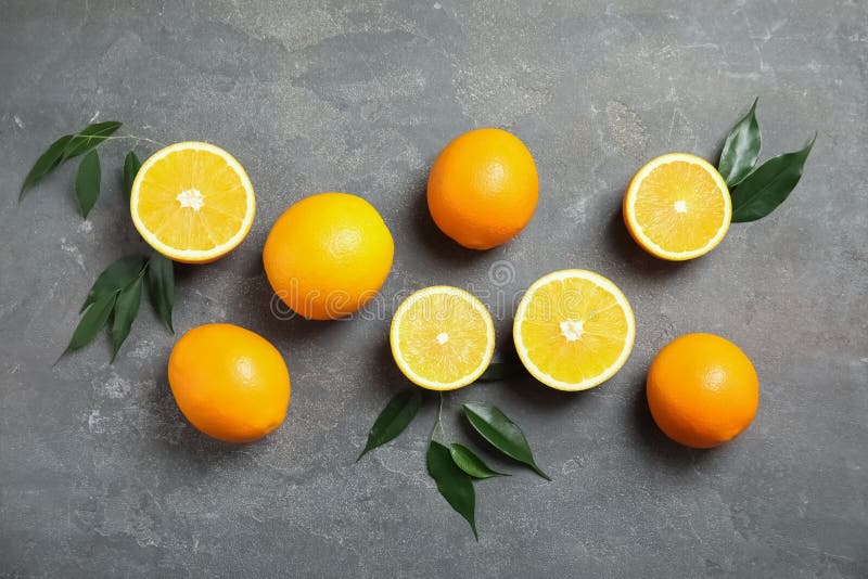 Flat Lay Composition with Fresh Oranges Stock Image - Image of flat ...
