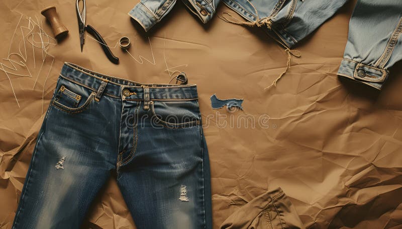 Flat Lay Composition with Garment Accessories and Cutting Details for ...