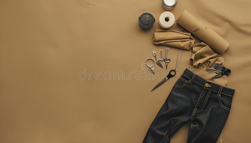 Flat Lay Composition with Garment Accessories and Cutting Details for ...