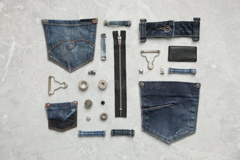 Flat Lay Composition with Garment Accessories and Cutting Details for ...