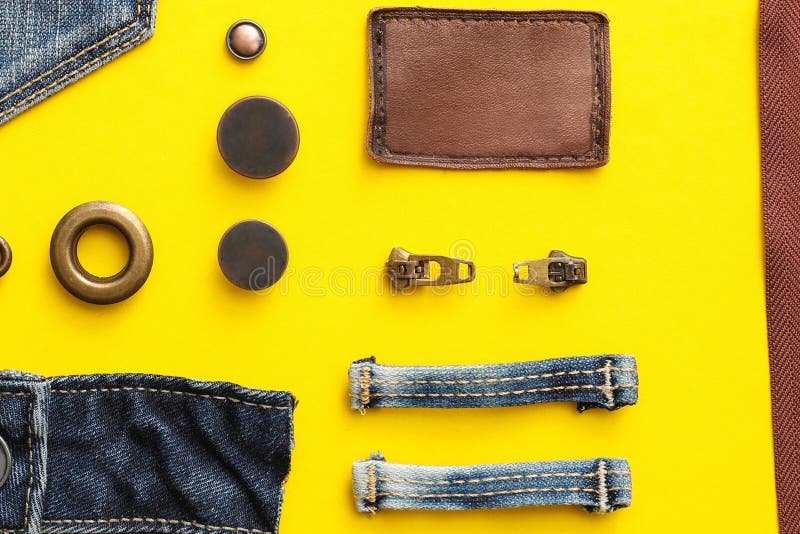 Flat Lay Composition with Garment Accessories and Cutting Details for ...