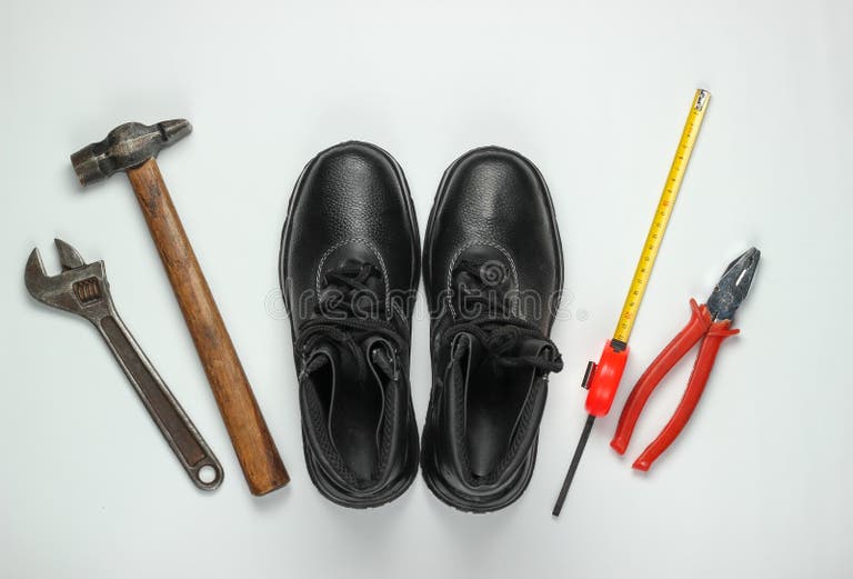 Flat Lay Composition with Industrial Working Tools Stock Image - Image ...