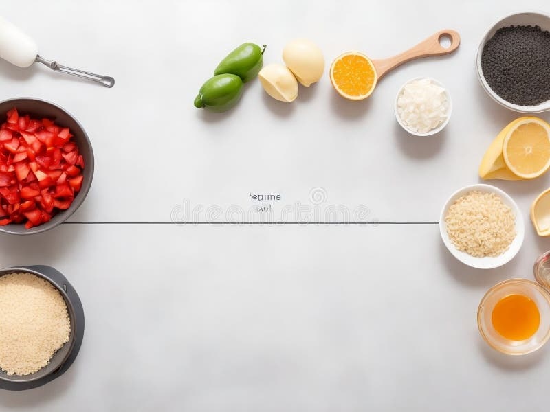 Flat Lay Composition with Ingredients for Cooking on Grey Table ...