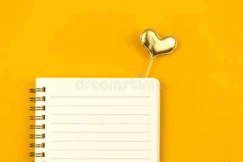 Flat Lay Composition Love Message Template with Notepad on a Yellow ...