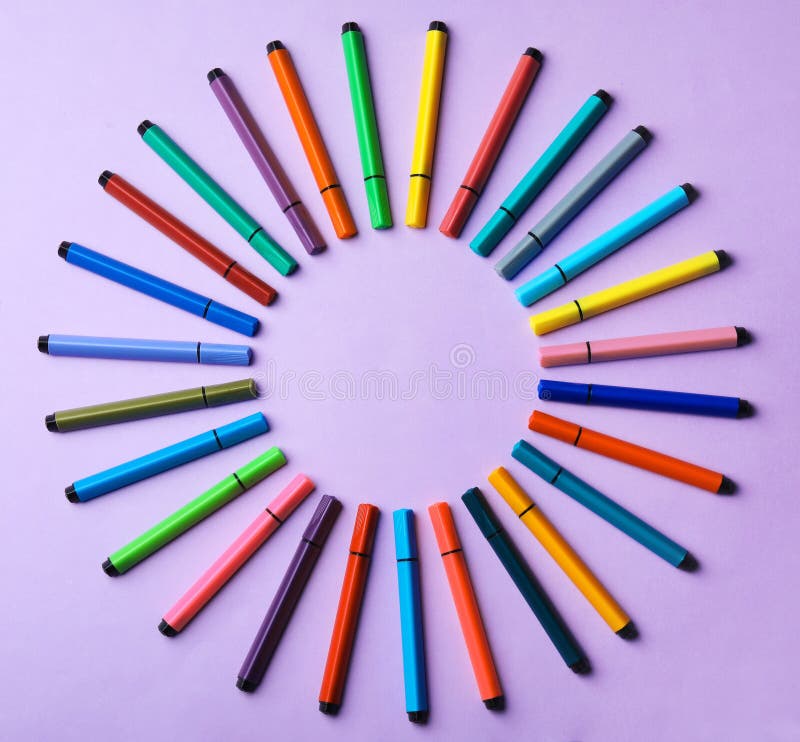 Flat Lay Composition with Markers and Space for Text Stock Photo ...