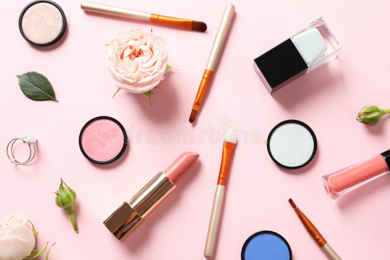 Flat Lay Composition with Products for Decorative Makeup Stock Image ...