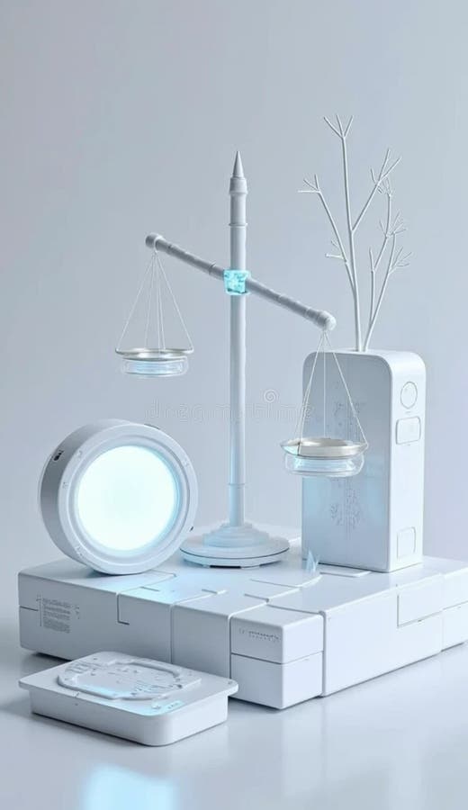 Flat Lay Composition Representing AI Ethics with Symbolic Tech and ...