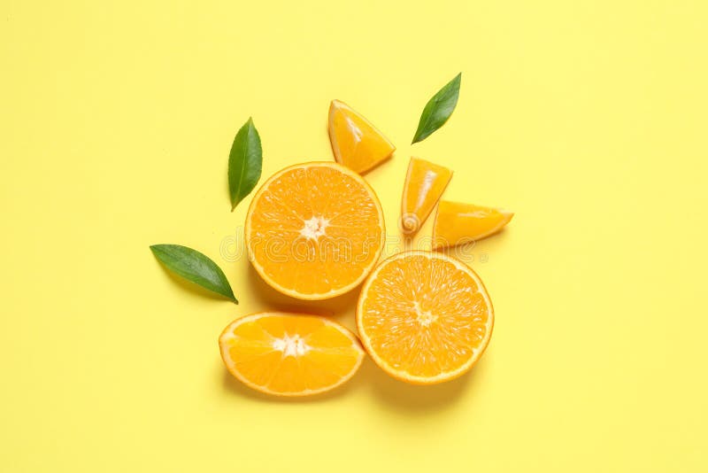 Flat Lay Composition with Ripe Oranges on Background Stock Image ...