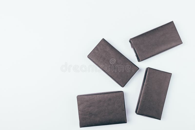 Flat Lay Composition Roll of Black Paper Stock Photo - Image of ...