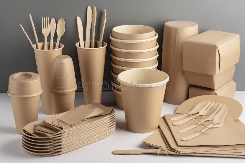 Flat Lay Composition, Set of Eco-friendly Tableware and Kraft Paper ...