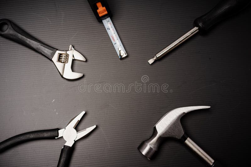 Flat Lay Composition of a Set of Tools Stock Image - Image of design ...